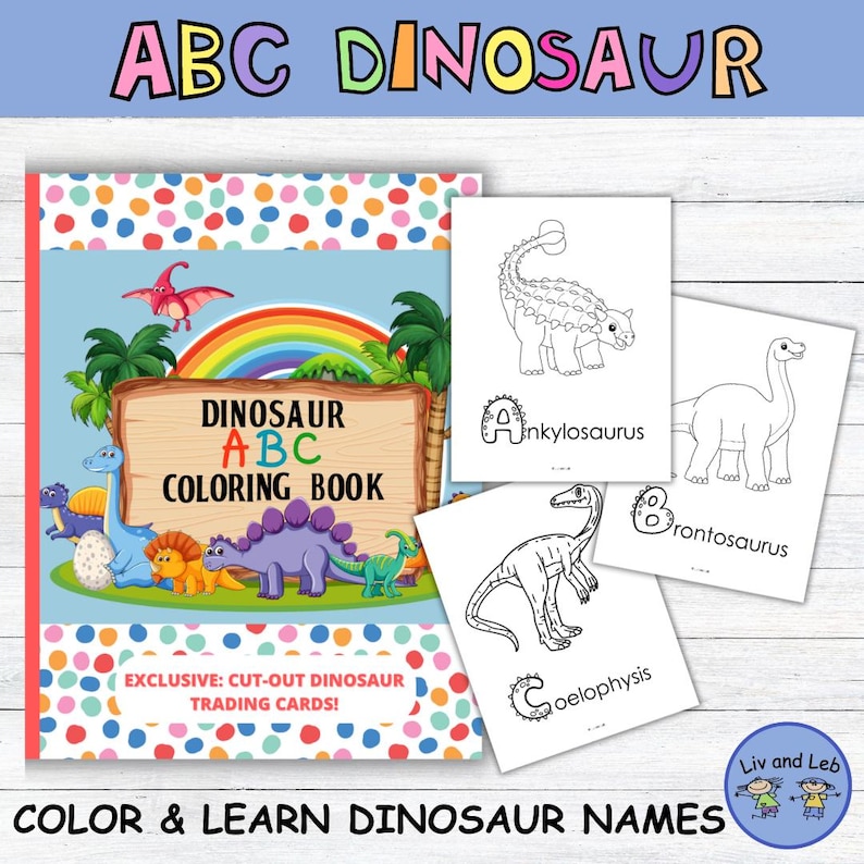 Dinosaur Alphabet Coloring Pages - Etsy