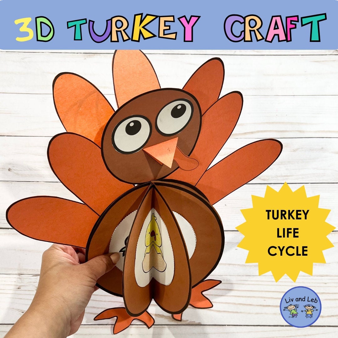 3D Turkey Life Cycle Craft: Thanksgiving Fall Activity (digital ...