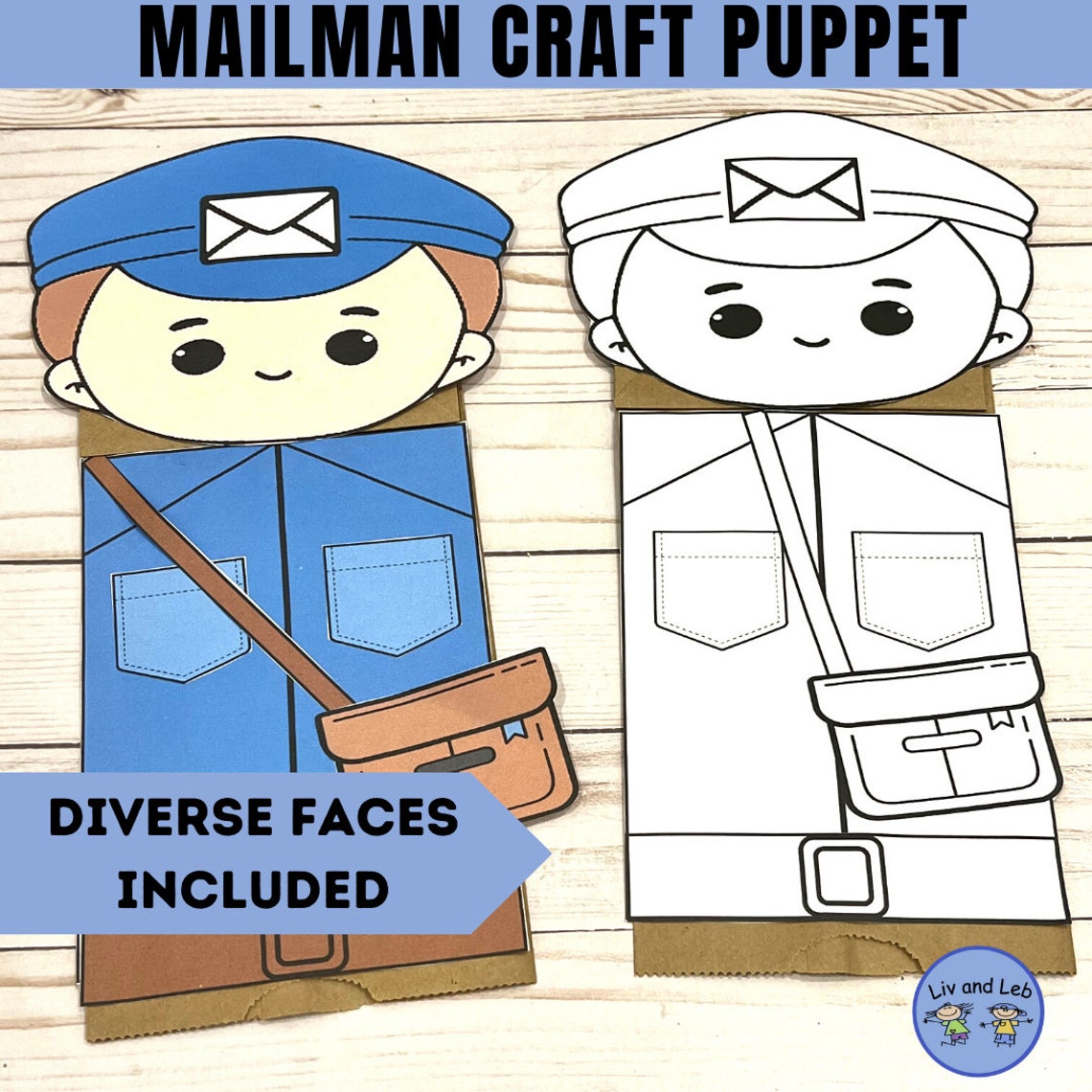 Mailman Postal Worker Craft Community Helpers Puppet - Etsy