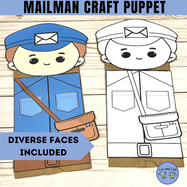 Mailman Postal Worker Craft Community Helpers Puppet - Etsy