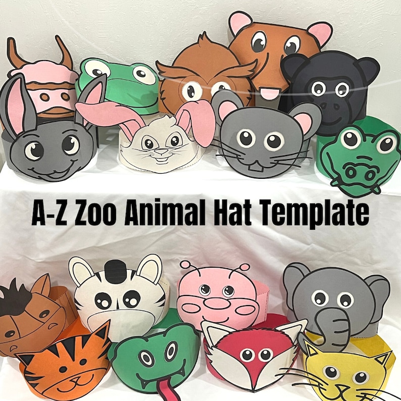 Zoo Animal Paper Crown, Zoo Animal Paper Craft - Safari Birthday Hats ...