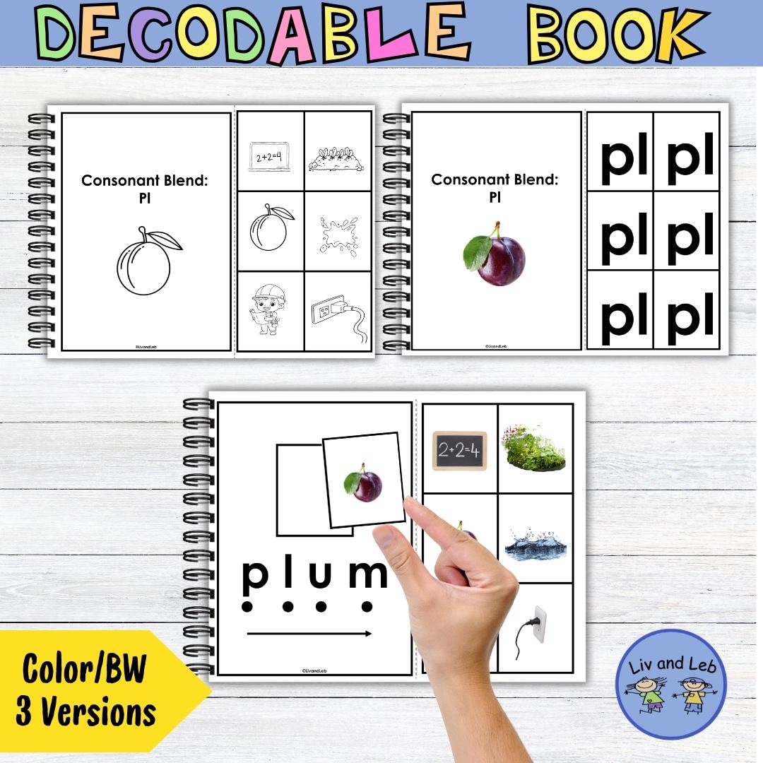 PL Blend Interactive Book, Phonics Centers, Decodable Reading Practice ...
