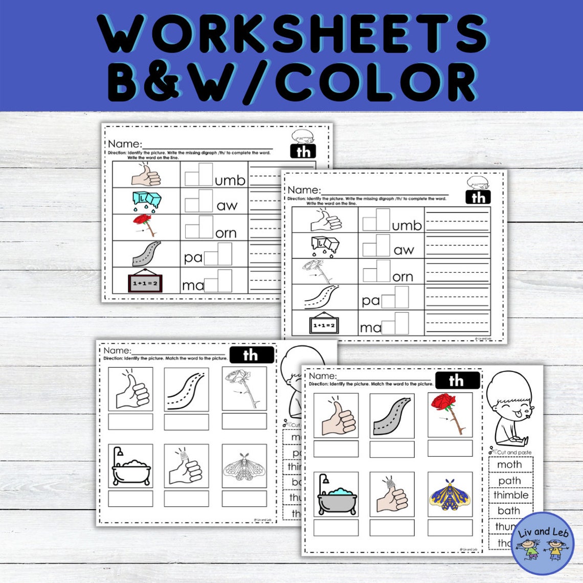 Consonant Digraph Craft th, Digraph Flashcards, Digraph Worksheets - Etsy