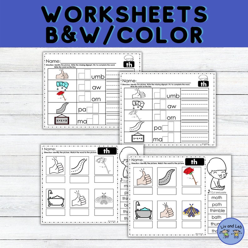 Consonant Digraph Craft "th", Digraph Flashcards, Digraph Worksheets - Etsy
