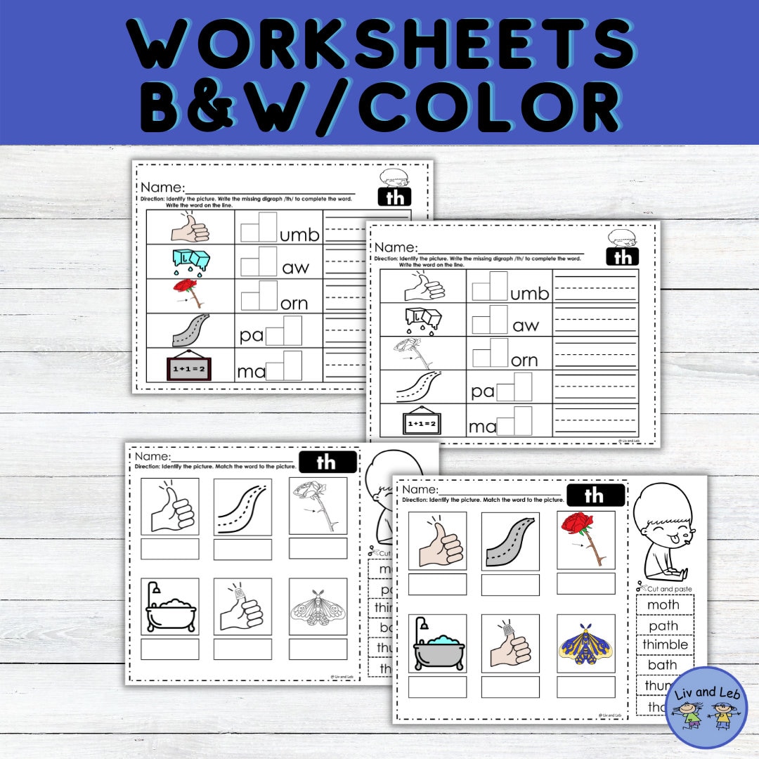 Consonant Digraph Craft "th", Digraph Flashcards, Digraph Worksheets - Etsy