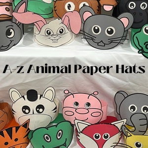 Animal Paper Hats ABC Paper Hats Alphabet Animal Crafts - Etsy