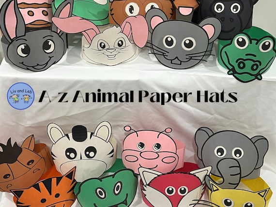 Animal Paper Hats ABC Paper Hats Alphabet Animal Crafts - Etsy