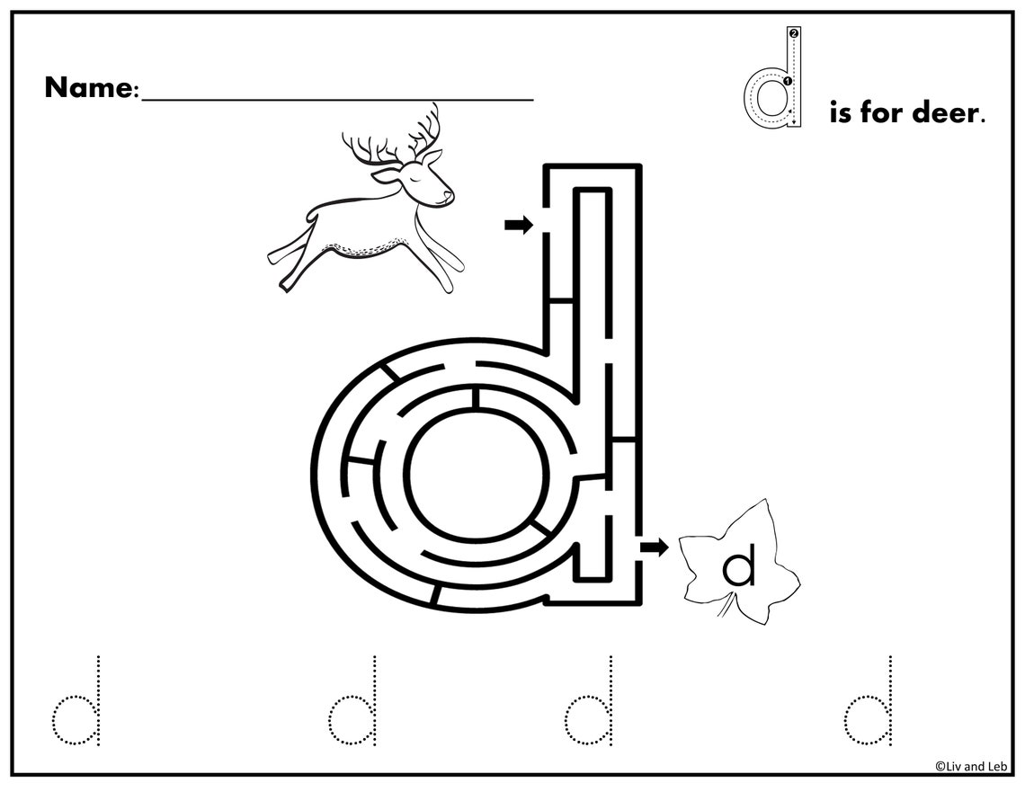Alphabet Maze, Uppercase and Lowercase Letter Maze Worksheets - Etsy