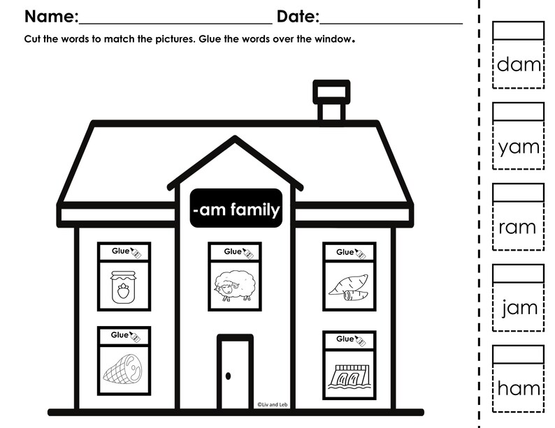 Word Family House- Rhyming Words Worksheets - Etsy
