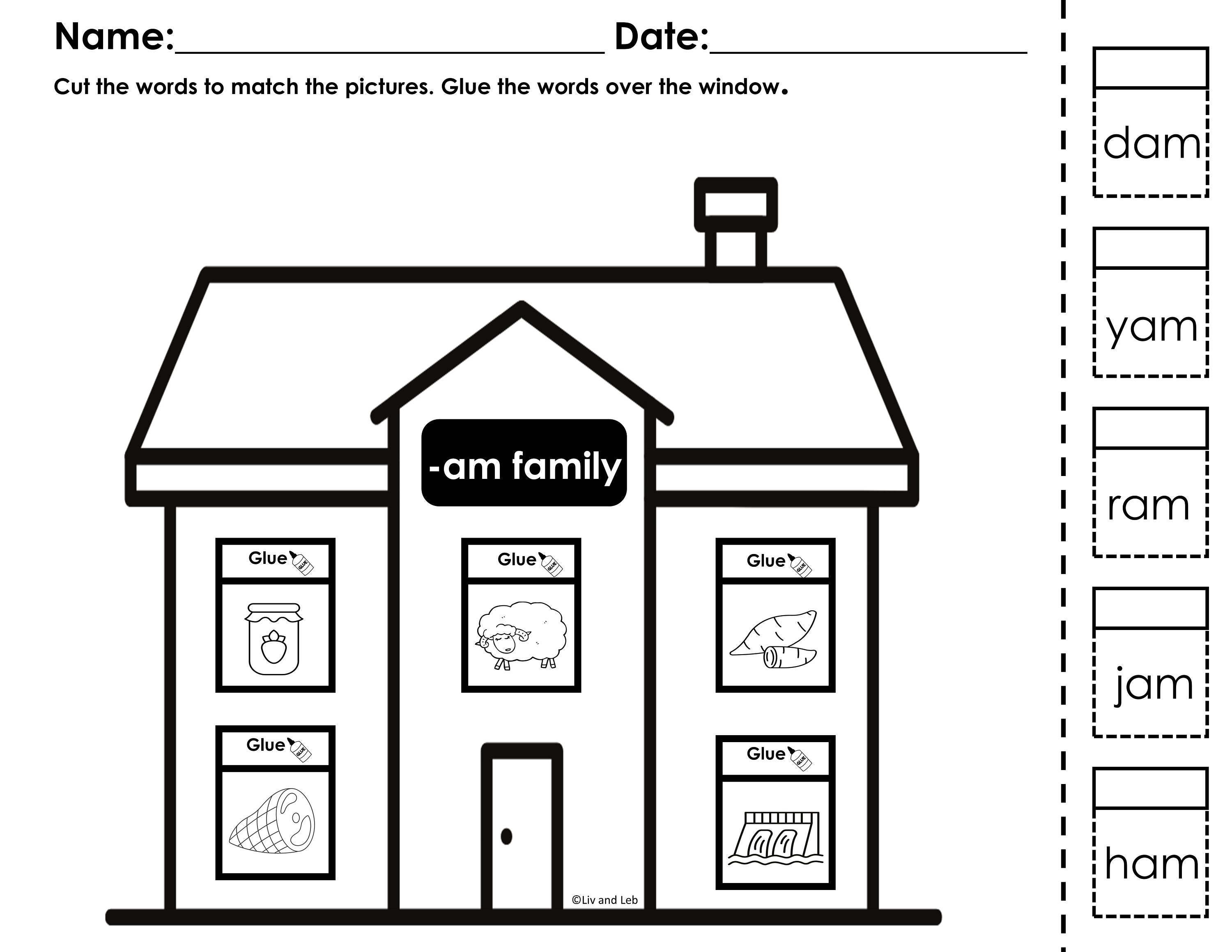 Word Family House Rhyming Words Worksheets - Etsy