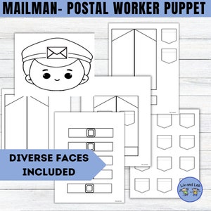 Mailman Postal Worker Craft Community Helpers Puppet - Etsy