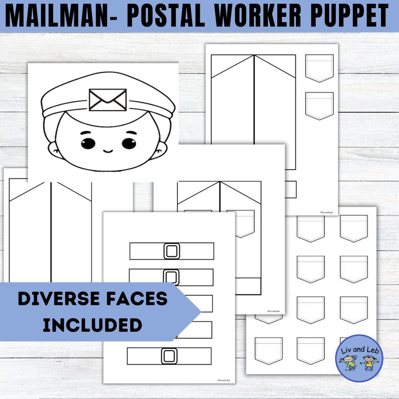 Mailman Postal Worker Craft Community Helpers Puppet - Etsy