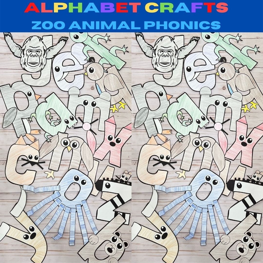 Alphabet Paper Craft- Zoo Animal Alphabet Craft- Letter Crafts for Kids ...