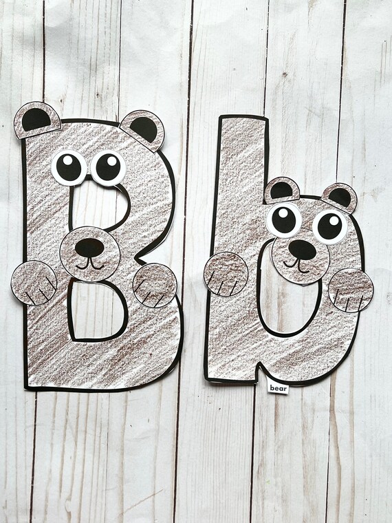 Letter B Alphabet Craft Printable Alphabet Template Bear | Etsy