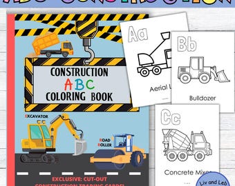 50 Construction Alphabet and Counting Coloring Book, Toddler Boy ...