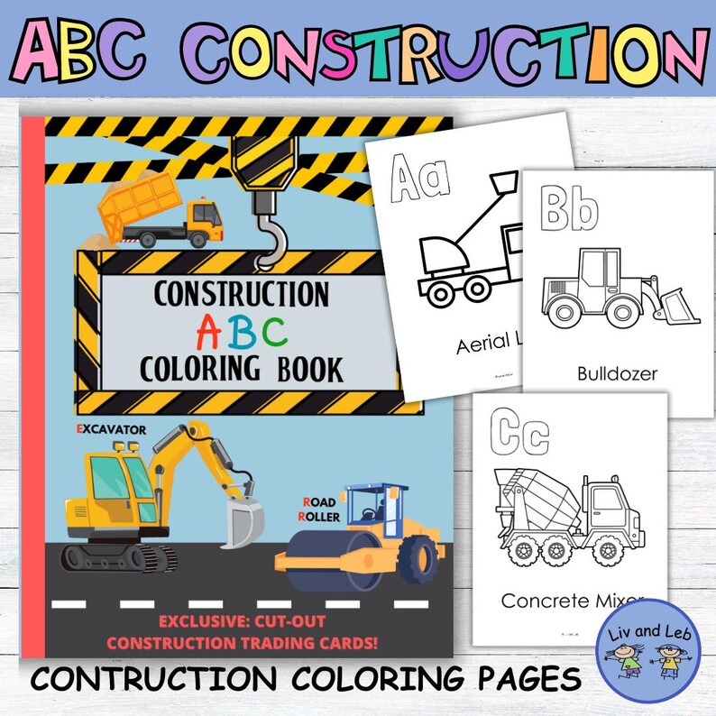 Construction ABC Coloring Pages - Etsy