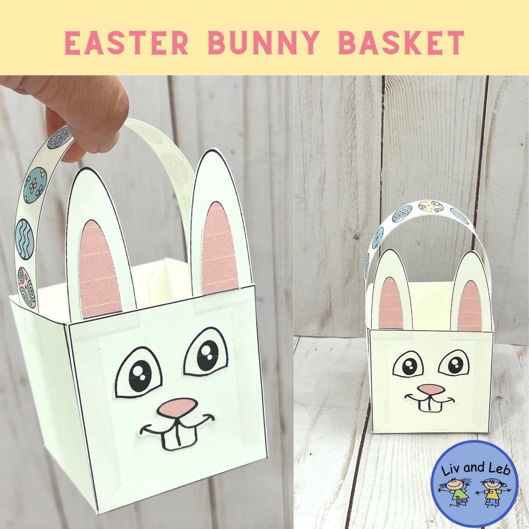 Easter Bunny Rabbit Basket- Printable Spring Bunny Basket - Etsy