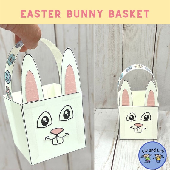 Easter Bunny Rabbit Basket Printable Spring Bunny Basket - Etsy