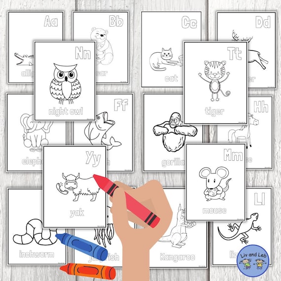 ABC Coloring Printable Zoo Animals Safari Animal Coloring - Etsy UK