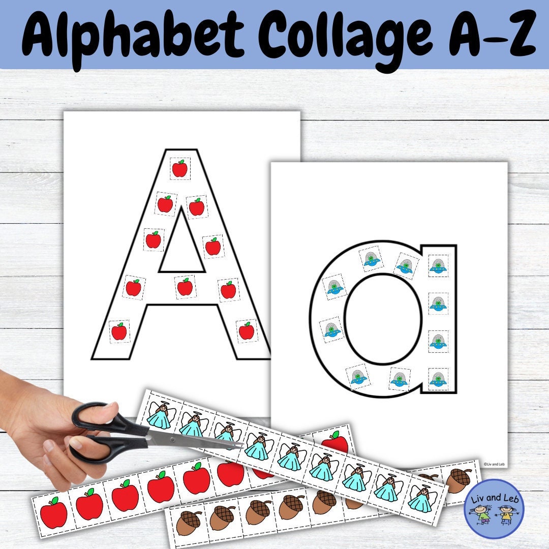 Alphabet Letters Collage- Cut & Paste Printable - Etsy