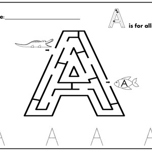 Alphabet Maze, Uppercase and Lowercase Letter Maze Worksheets - Etsy