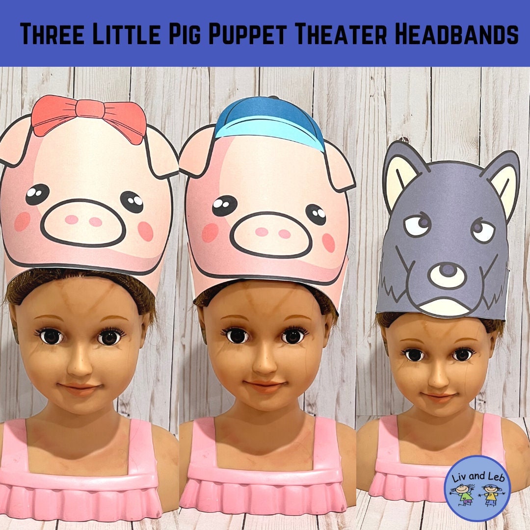 Three Little Pig Paper Hats-color and B&W - Etsy