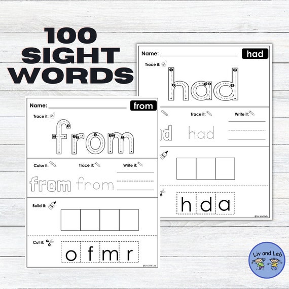 100 Sight Words High Frequency Words 100 Sight Word Cards | Etsy