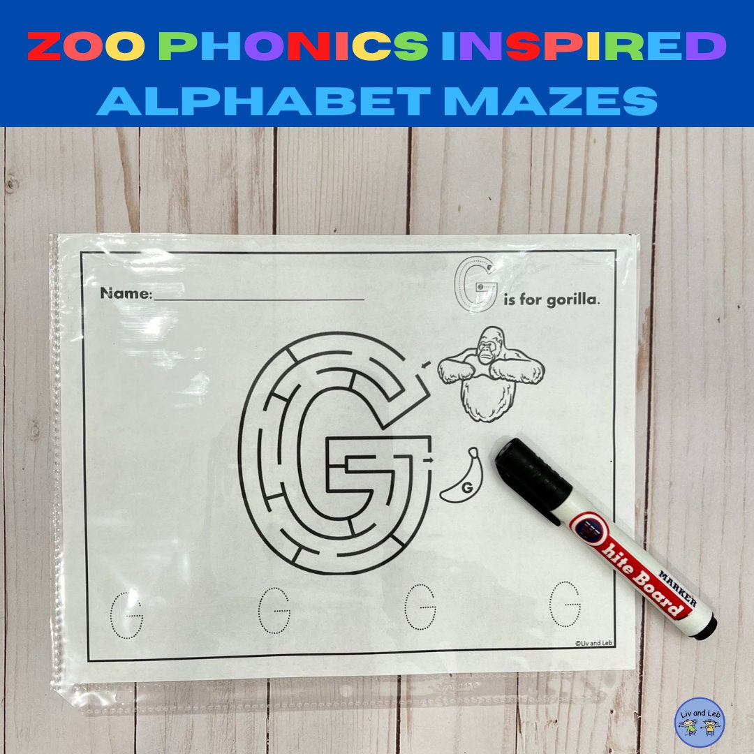 Alphabet Maze, Uppercase and Lowercase Letter Maze Worksheets - Etsy