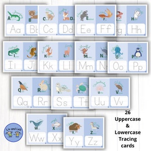 Alphabet Uppercase and Lowercase Tracing Cards, Flashcards & Poster - Etsy