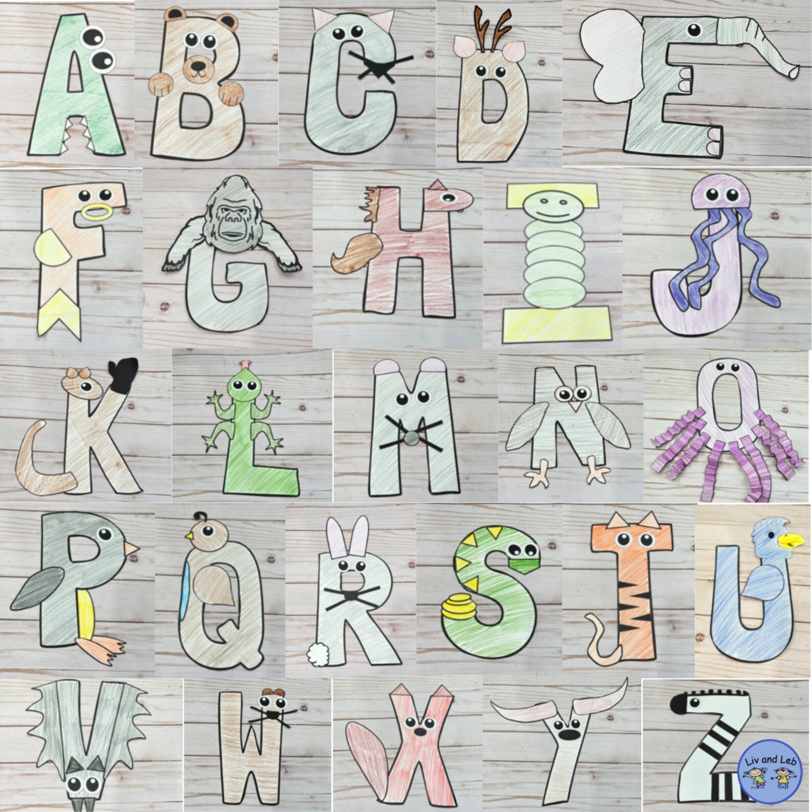 Zoo Animal Alphabet Craft: Letter Friends Printable (PDF Pattern) - Etsy