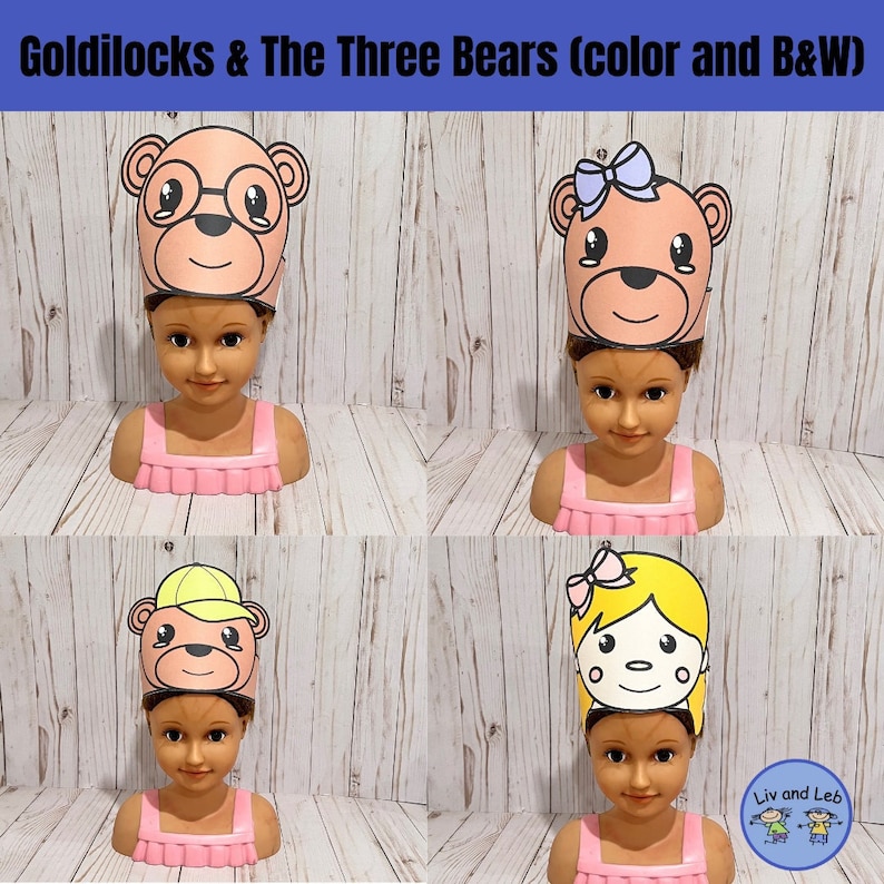 Goldilocks and the Three Bears Hat (color and B&W) - Etsy
