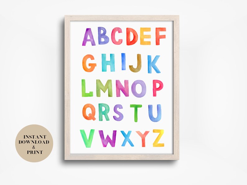 Watercolor Alphabet Poster: ABC Nursery Wall Art (digital Download) - Etsy