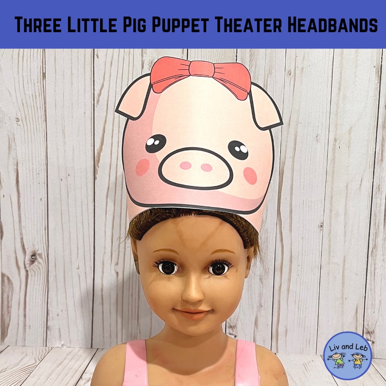 Three Little Pig Paper Hats-color and B&W - Etsy