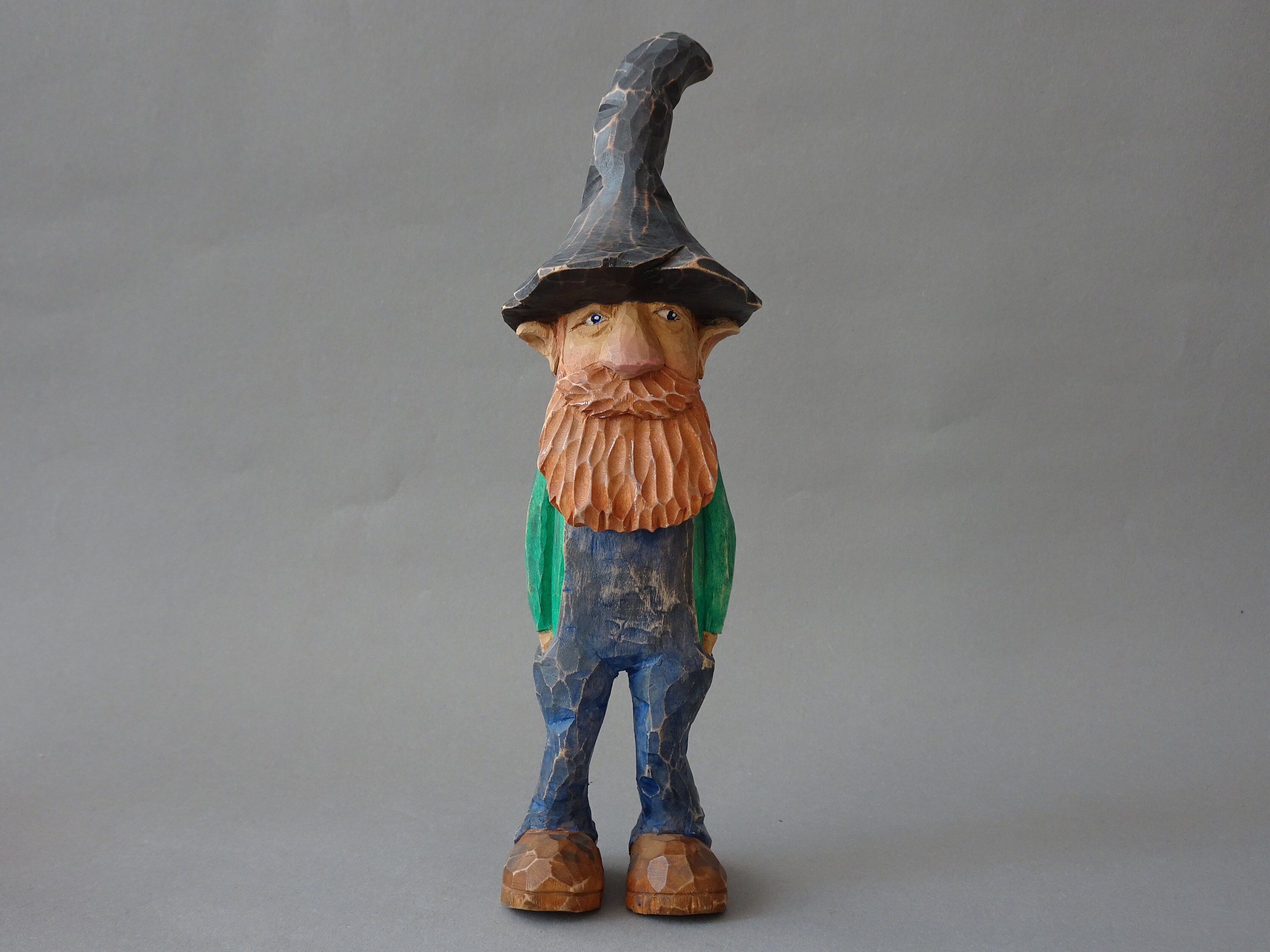Artisan Folk Art Hand Carved Wood Hillbilly Mountain Man Wooden Farmer ...