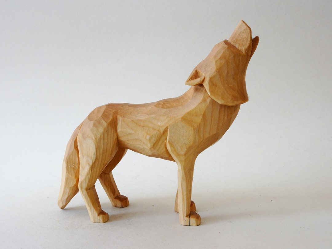 Wood Carving - Hand Carved Figurine of A Howling Wolf - Etsy