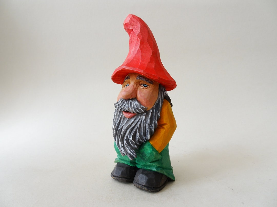 Wood Carving - Hand Carved Gnom - Elf Figure - Etsy