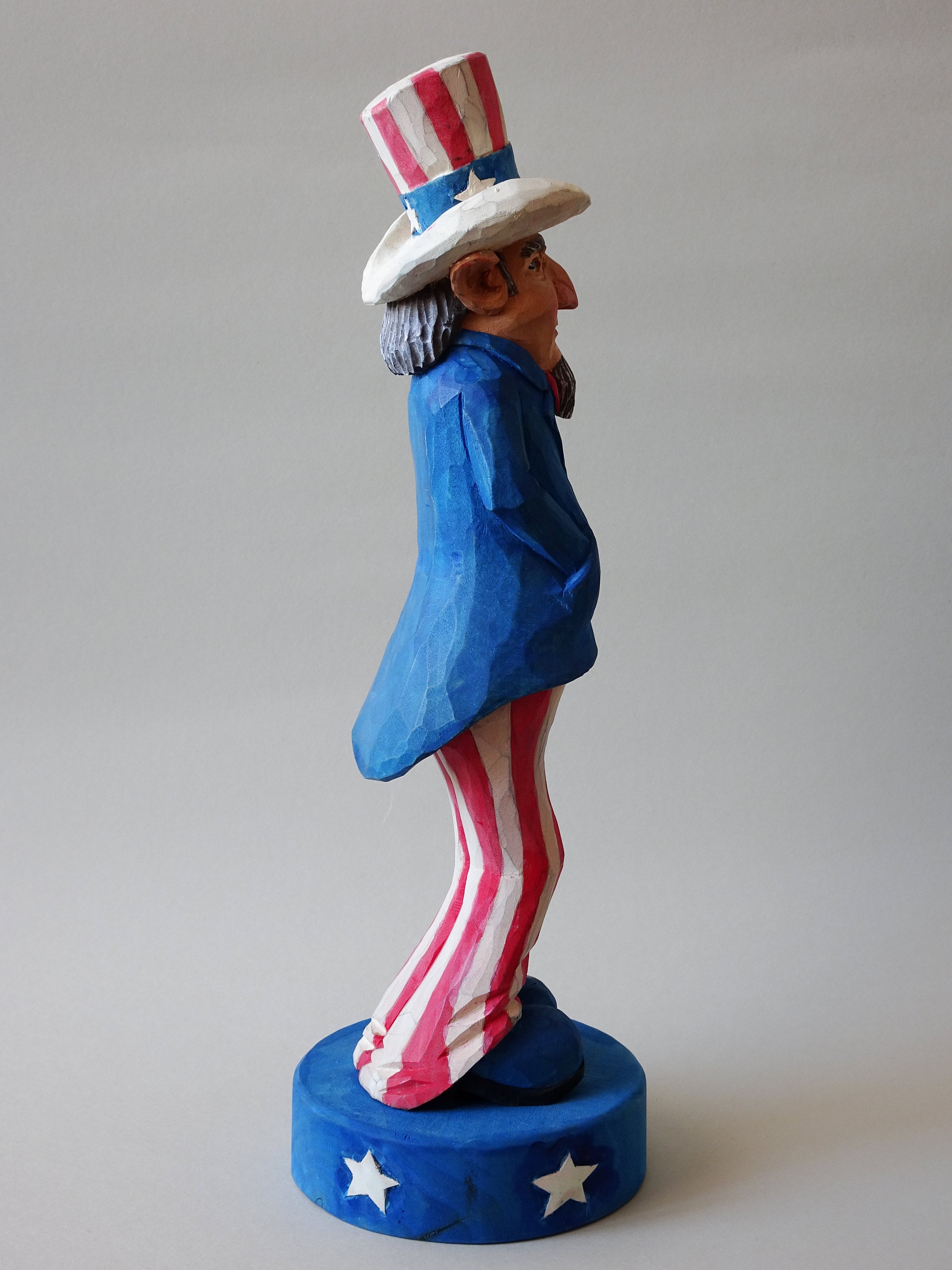 Wood Carving Uncle Sam Figure Wooden Uncle Sam American - Etsy
