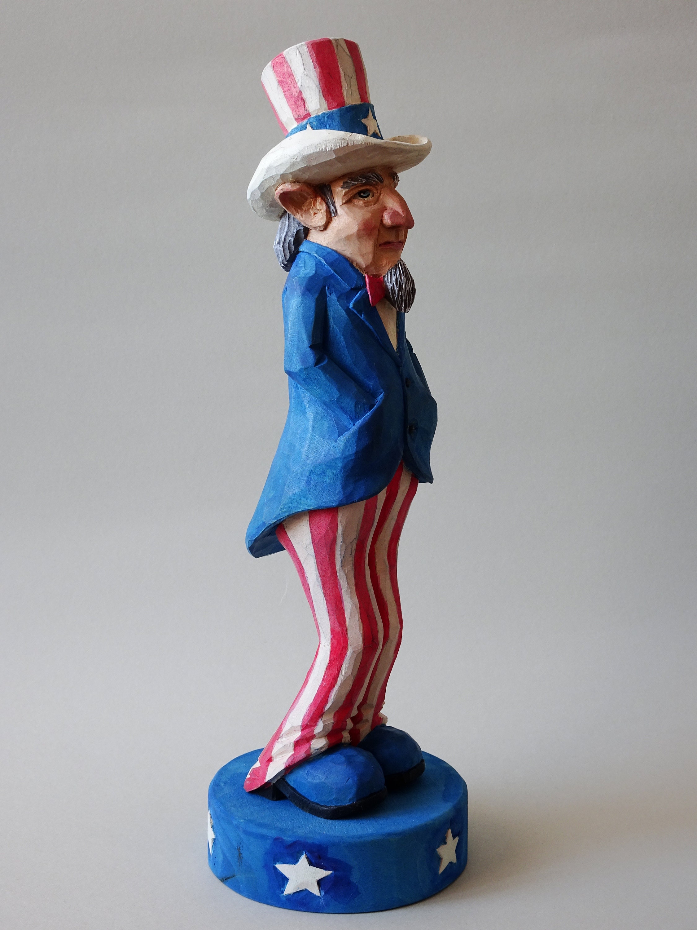 Wood Carving Uncle Sam Figure Wooden Uncle Sam American - Etsy