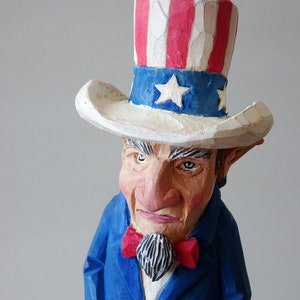 Wood Carving Uncle Sam Figure Wooden Uncle Sam American Simbol Home ...