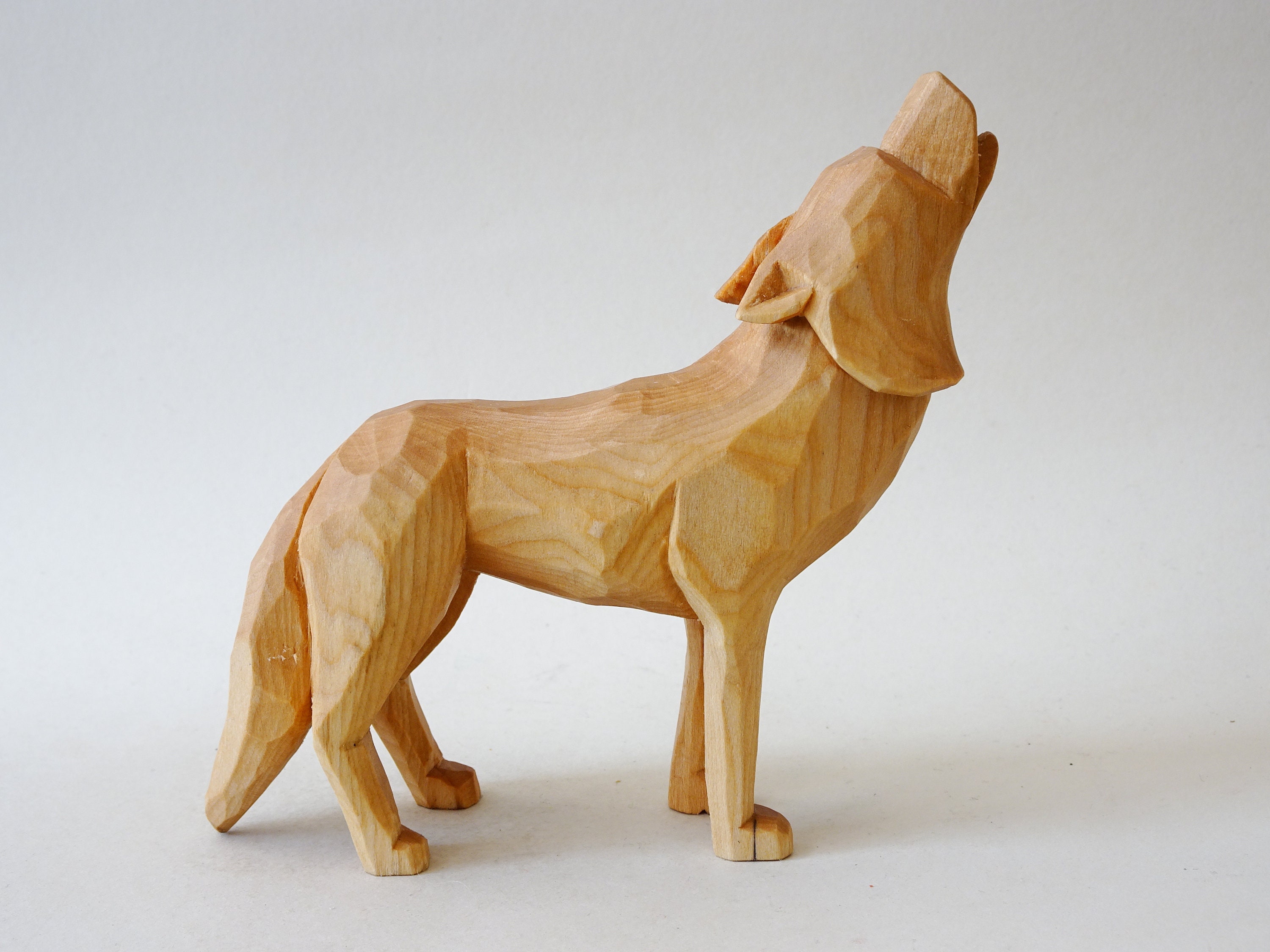 Wood Carving - Hand Carved Figurine of A Howling Wolf - Etsy