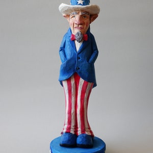 Wood Carving Uncle Sam Figure Wooden Uncle Sam American Simbol Home ...