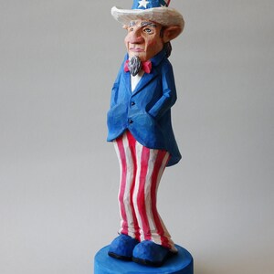 Wood Carving Uncle Sam Figure Wooden Uncle Sam American Simbol Home ...