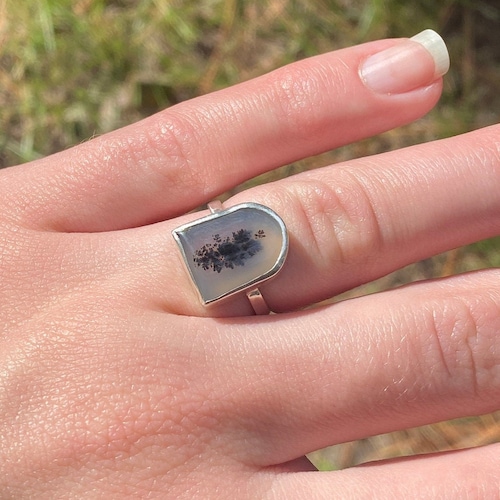 Dendritic Agate Ring 925 Sterling Silver Dainty Ring Agate - Etsy