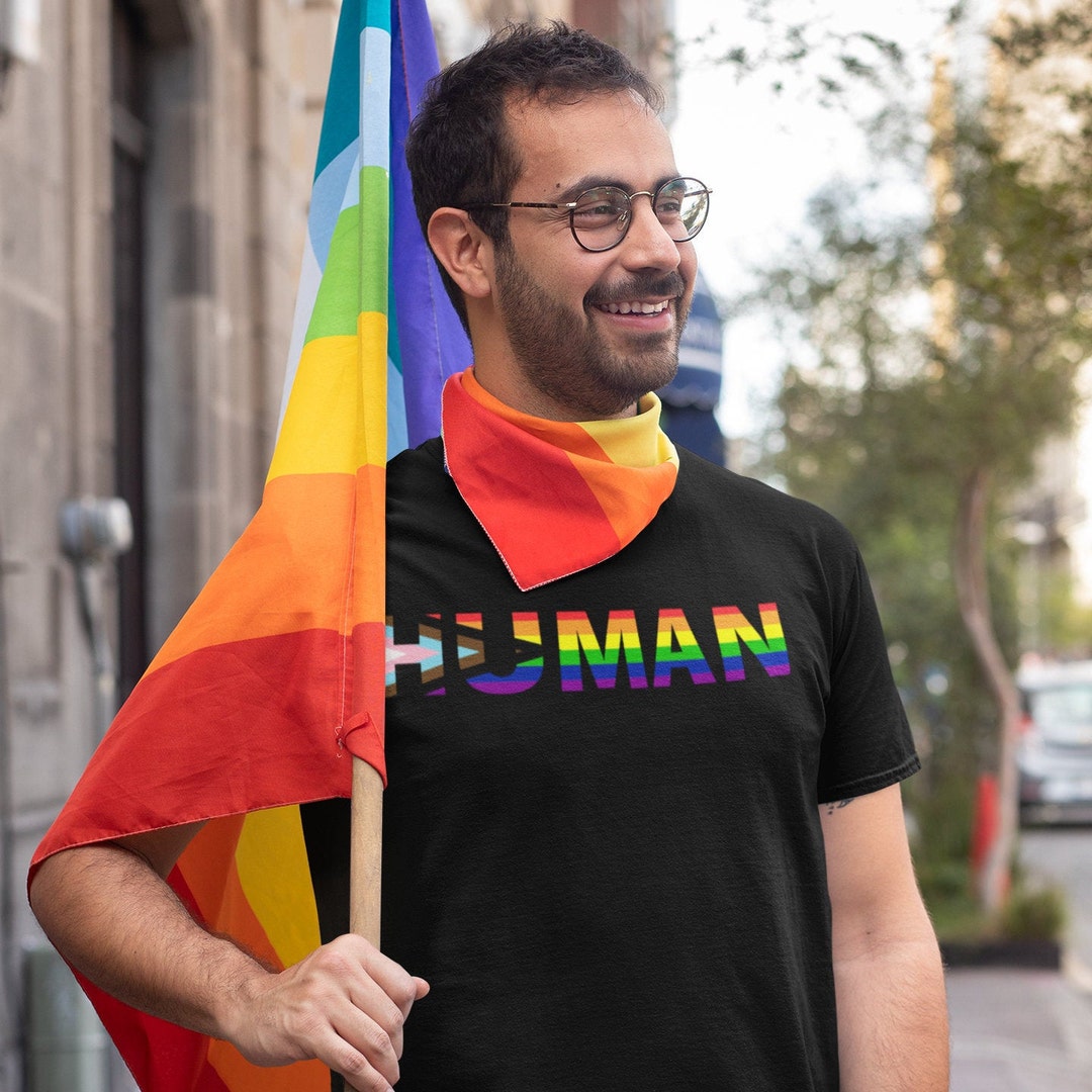 Pride Flag We Are All Human Short-sleeve Unisex T-shirt - Rainbow ...