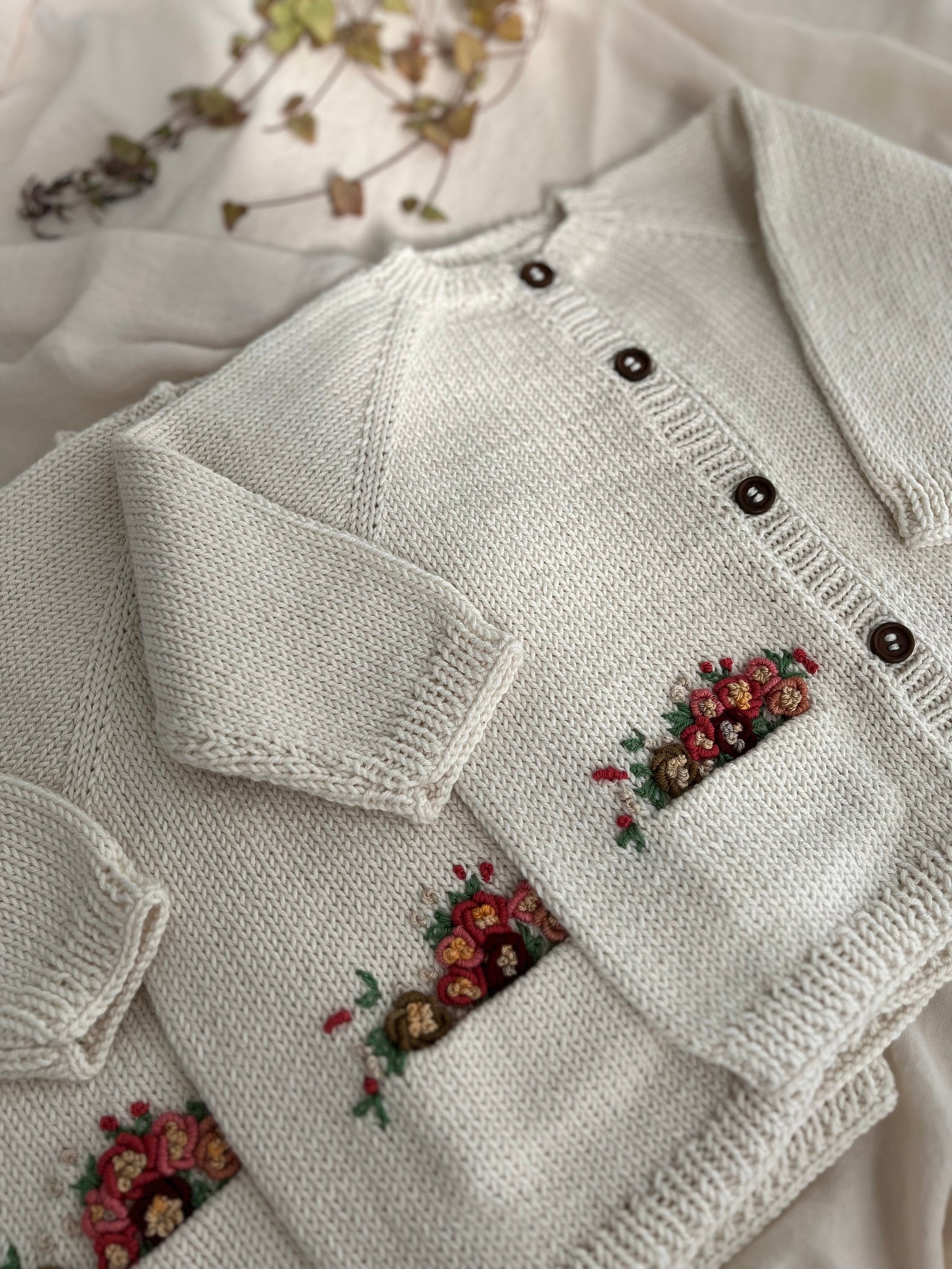 Hand Knit Baby Cardigan, Organic Cotton Embroidered Baby Cardigan, the ...