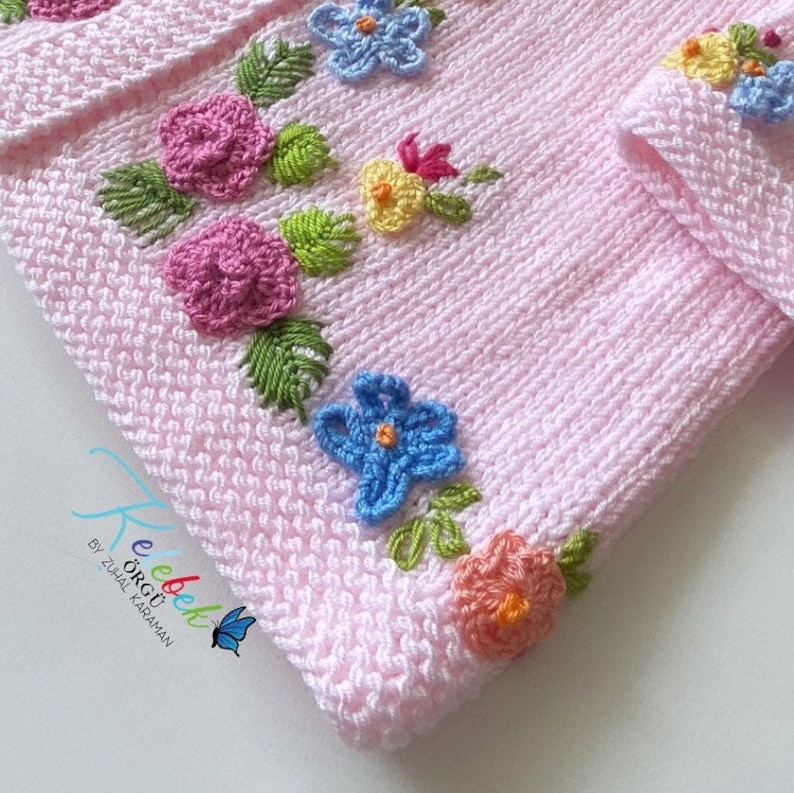 Hand Knit Baby Cardigan: Floral Embroidered Sweater, Newborn Gift - Etsy