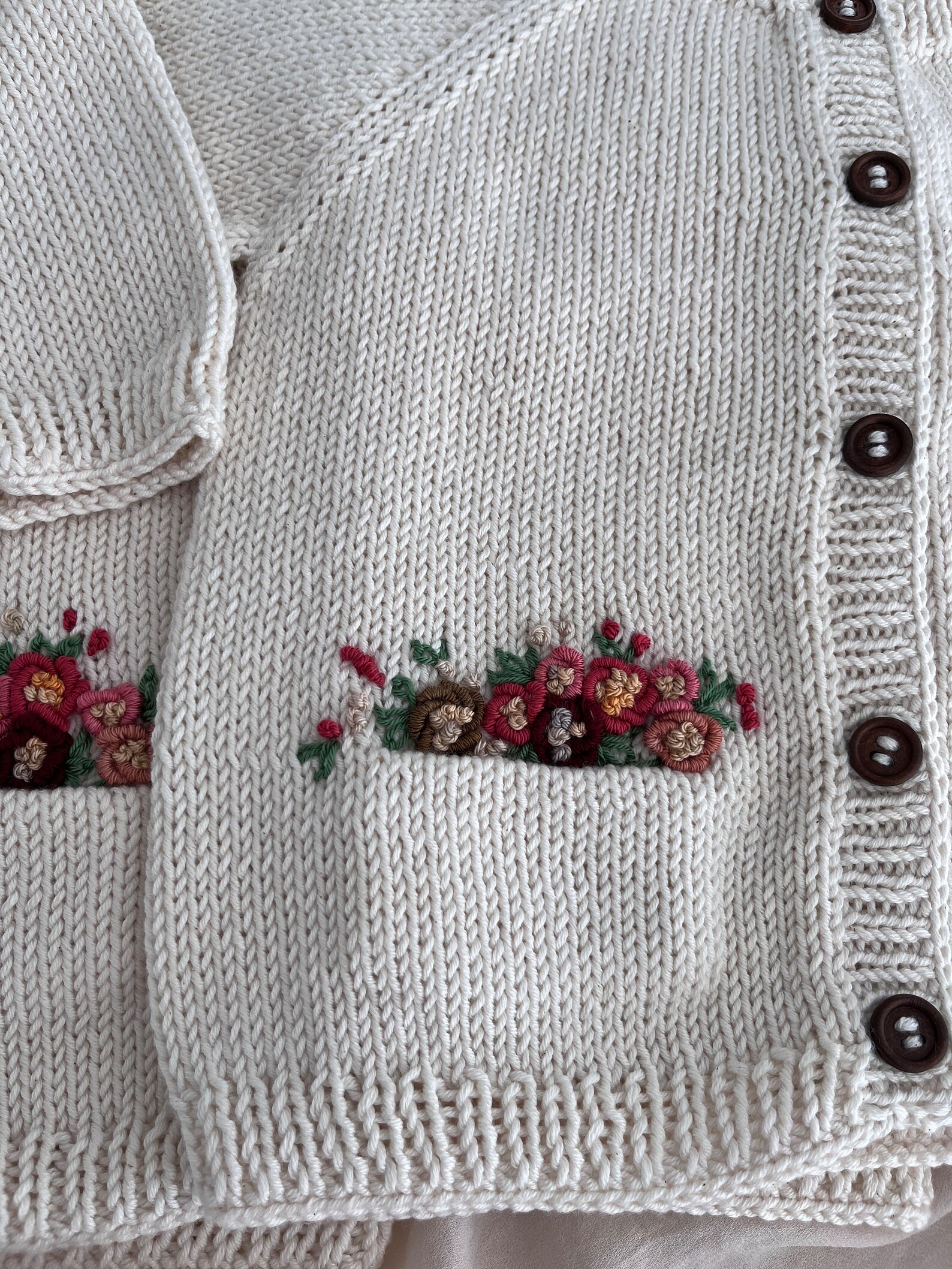 Hand Knit Baby Cardigan, Organic Cotton Embroidered Baby Cardigan, the ...