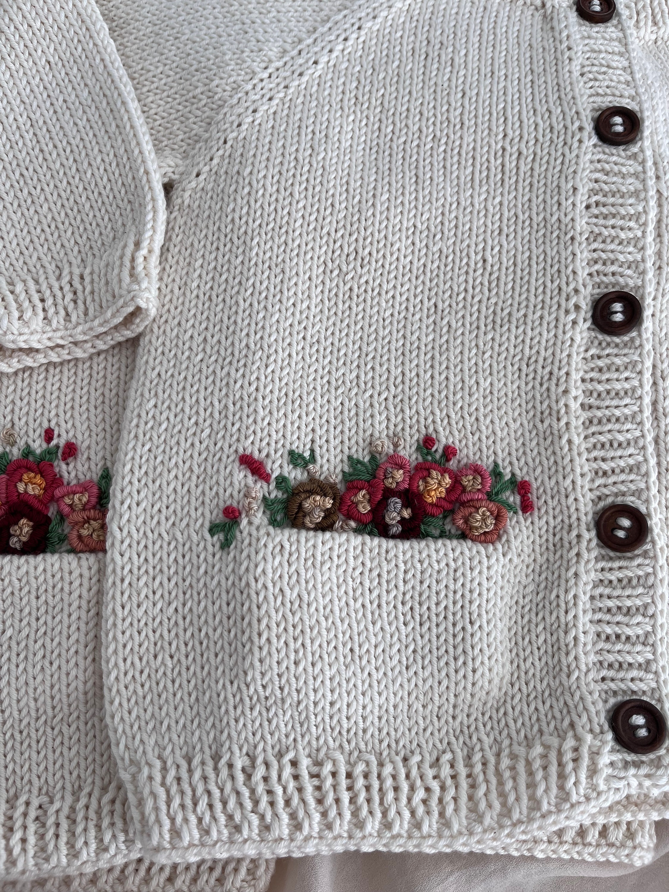 Hand Knit Baby Cardigan, Organic Cotton Embroidered Baby Cardigan, the ...