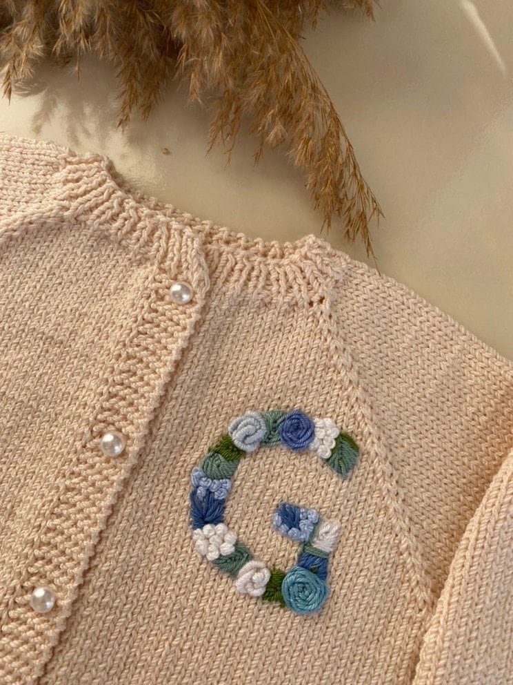 Personalized Baby Girl Cardigan, Letter Embroidered Cardigan, Custom ...