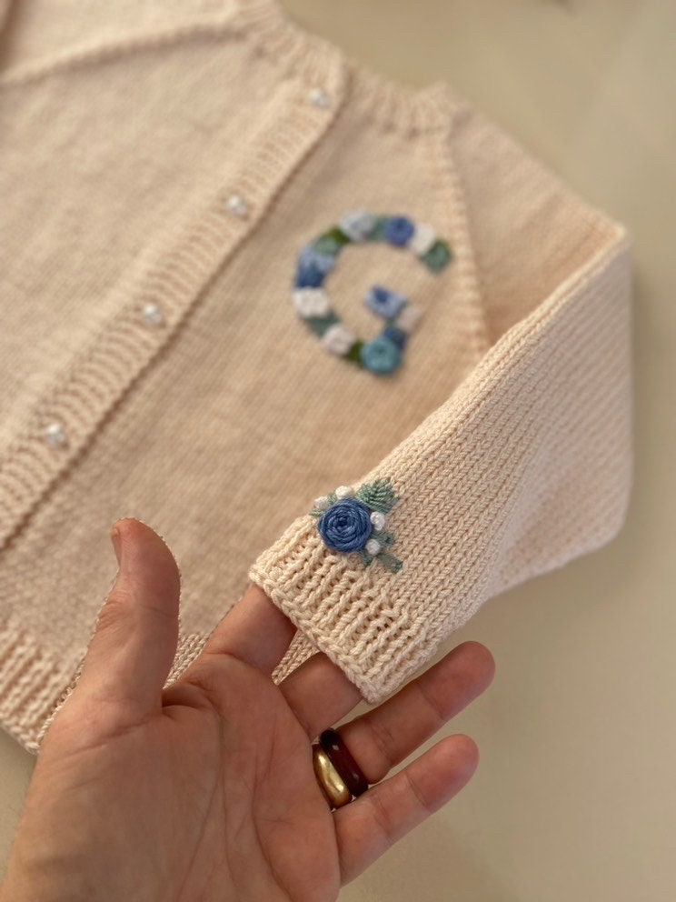Personalized Baby Girl Cardigan, Letter Embroidered Cardigan, Custom ...